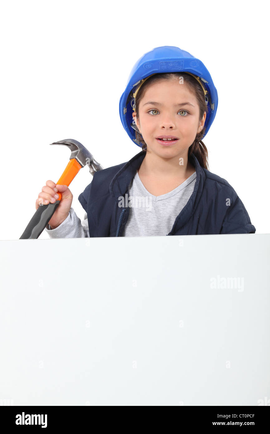 Girl disguised as a mason Stock Photo - Alamy