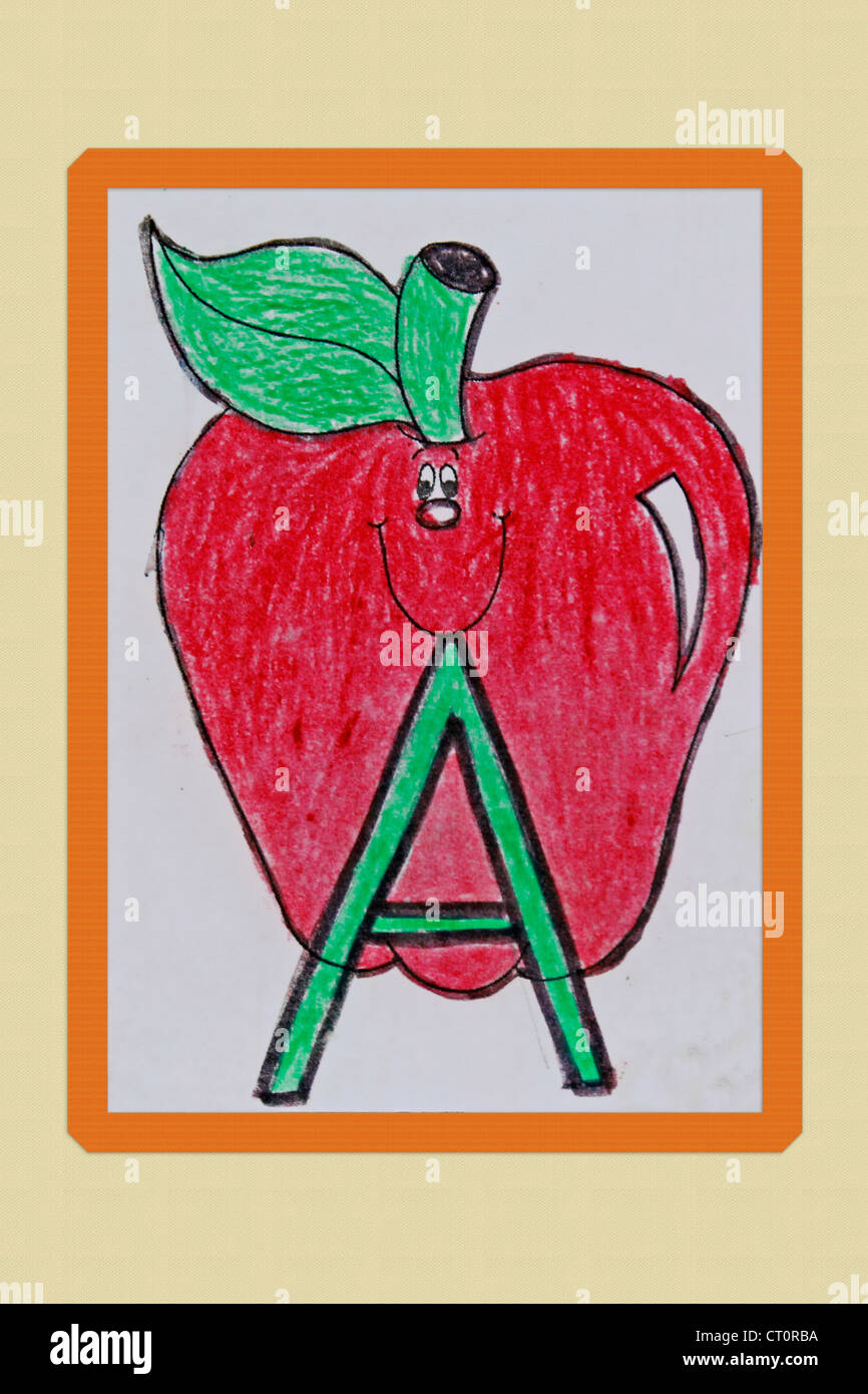 Abc letter block apple hi-res stock photography and images - Alamy