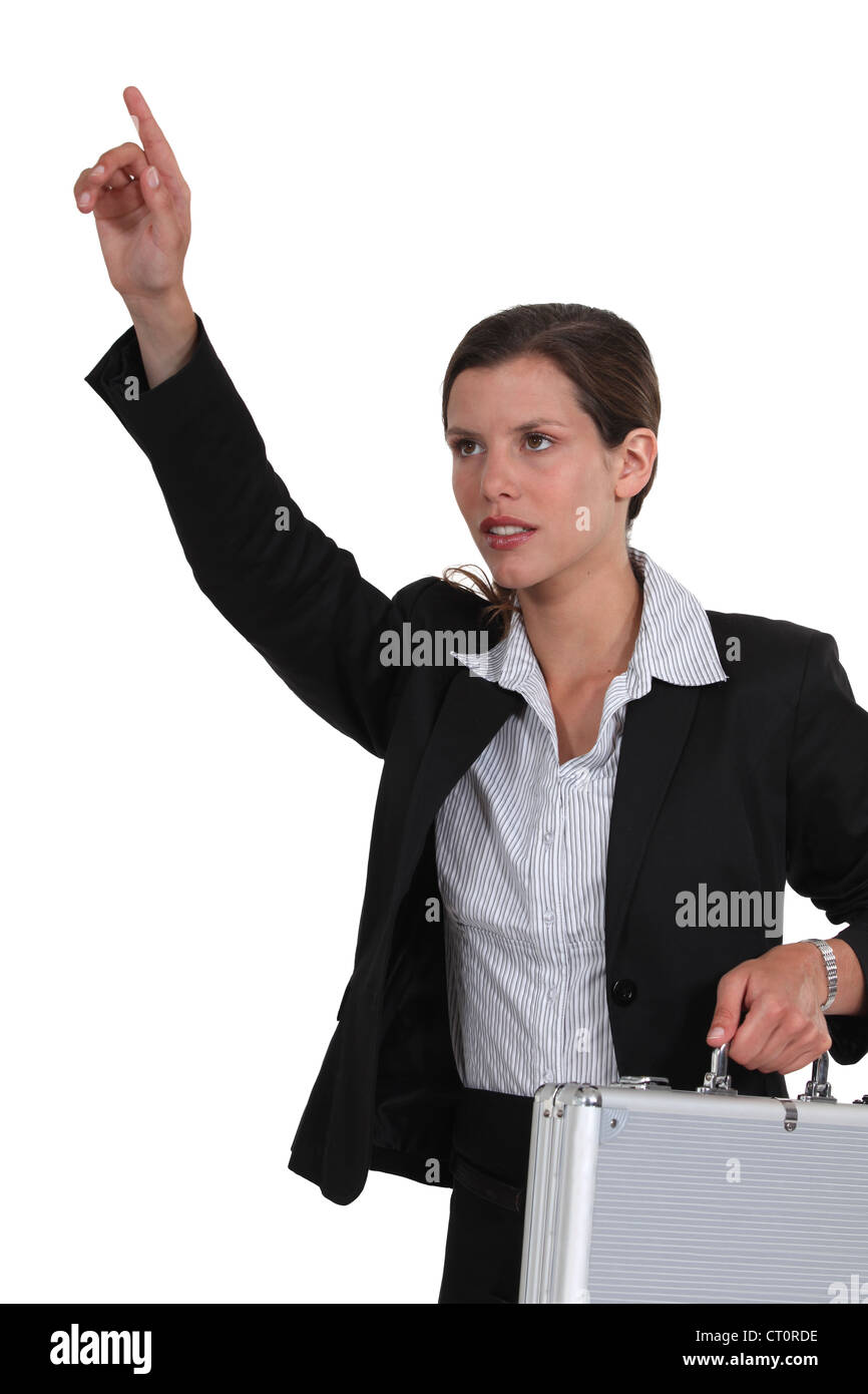businesswoman raising her hand Stock Photo - Alamy