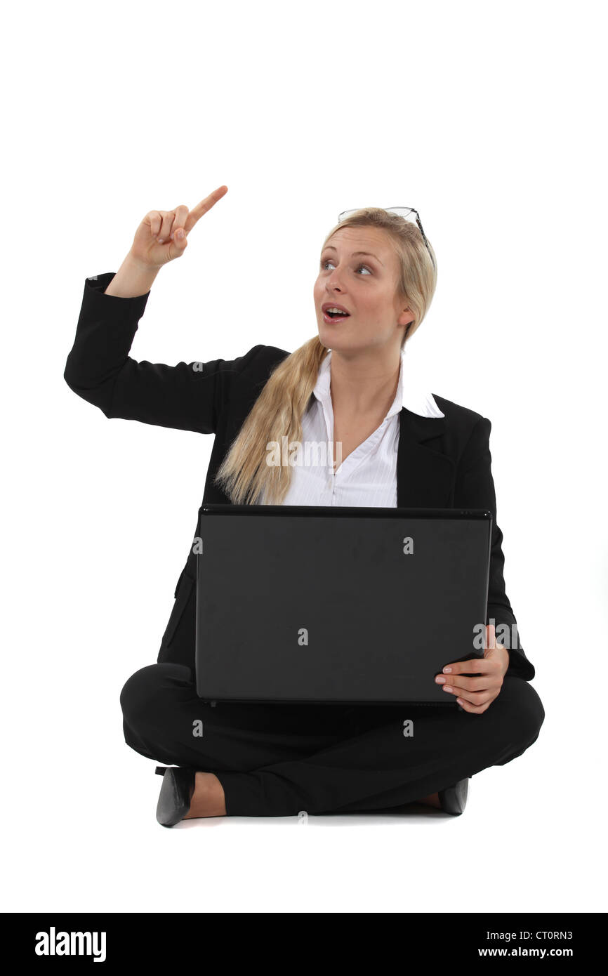Laptop woman at night Cut Out Stock Images & Pictures - Alamy