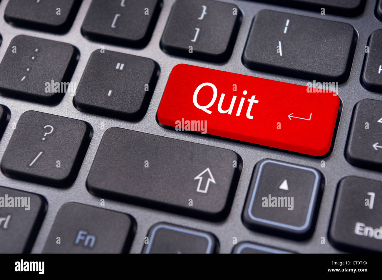 quit or give up concept, with message on enter key of keyboard Stock ...