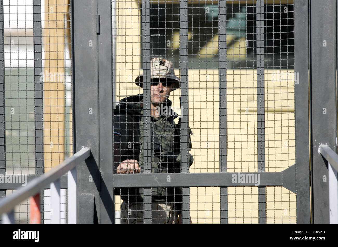 German ISAF security checkpoint at Camp Warehouse Stock Photo - Alamy