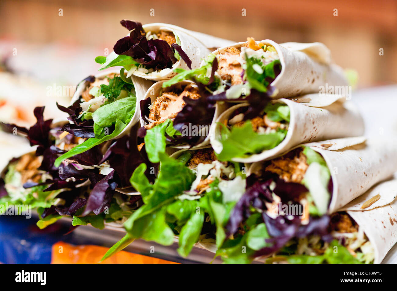 Close up of stack of salad rolls Stock Photo - Alamy