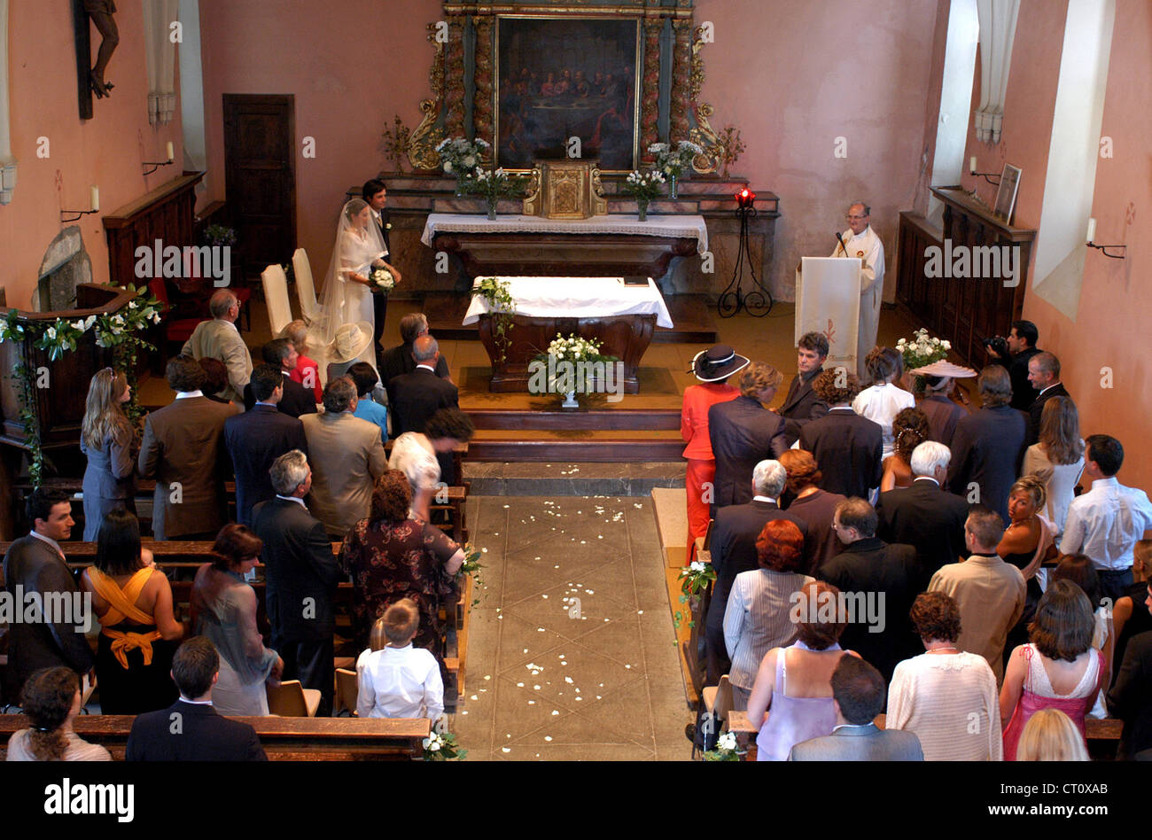 Wedding couple marry in a church Stock Photo - Alamy