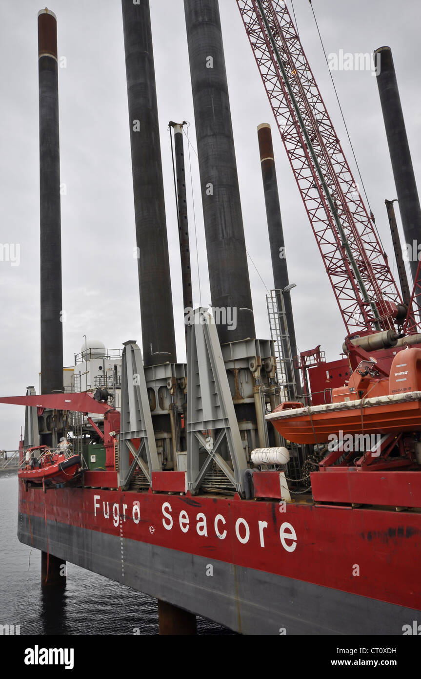 Excalibur Fugro Seacore drilling rig Holyhead harbour Anglesey Stock ...