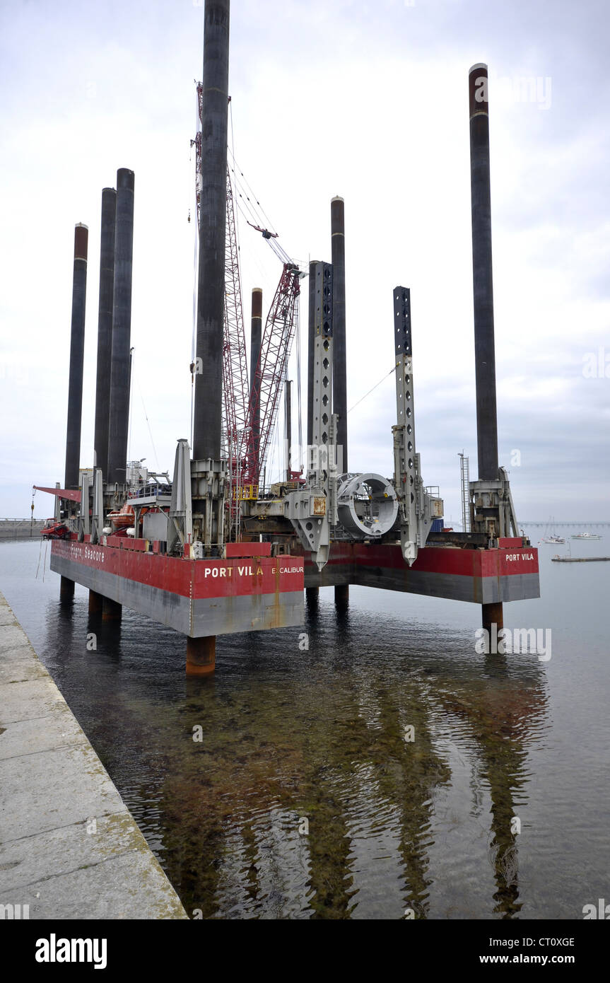 Excalibur Fugro Seacore drilling rig Holyhead harbour Anglesey Stock ...