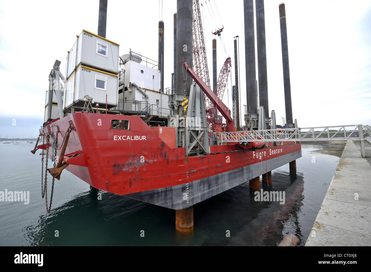 Excalibur Fugro Seacore drilling rig Holyhead harbour Anglesey Stock ...