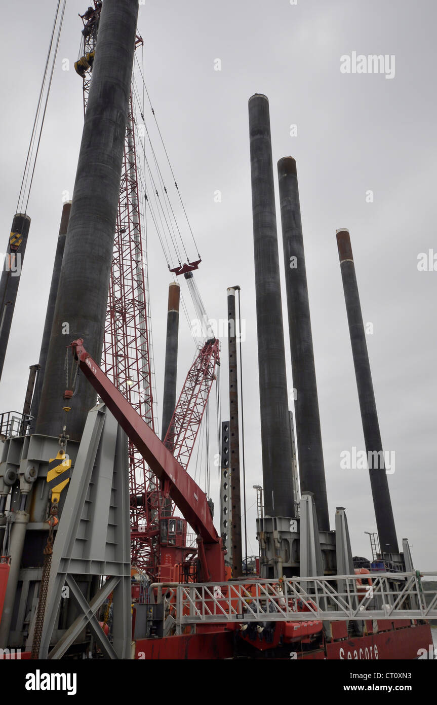 Excalibur Fugro Seacore drilling rig Holyhead harbour Anglesey Stock ...