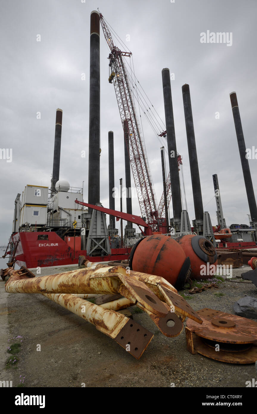 Excalibur Fugro Seacore drilling rig Holyhead harbour Anglesey Stock ...