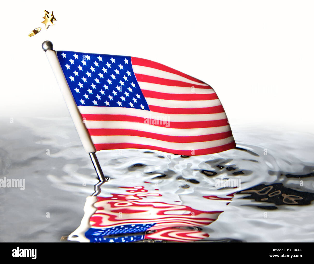 USA flag rising out of water Stock Photo - Alamy