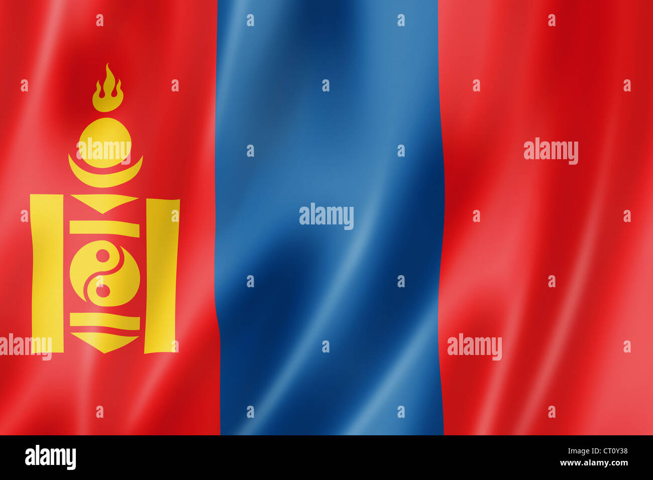 Mongolia flag, three dimensional render, satin texture Stock Photo - Alamy
