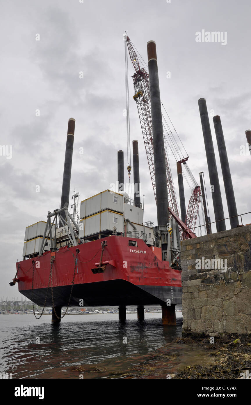 Excalibur Fugro Seacore drilling rig Holyhead harbour Anglesey Stock ...