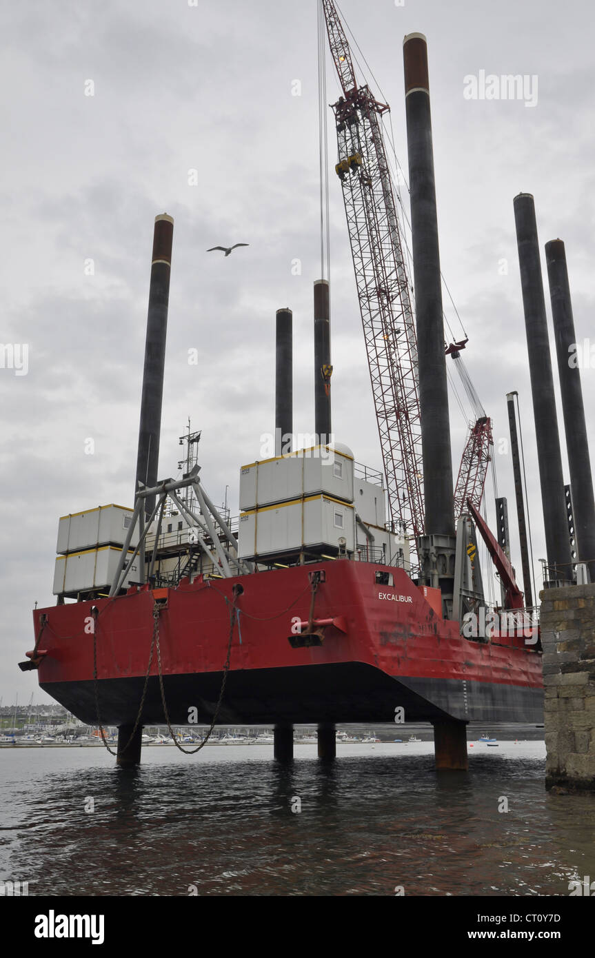 Excalibur Fugro Seacore drilling rig Holyhead harbour Anglesey Stock ...