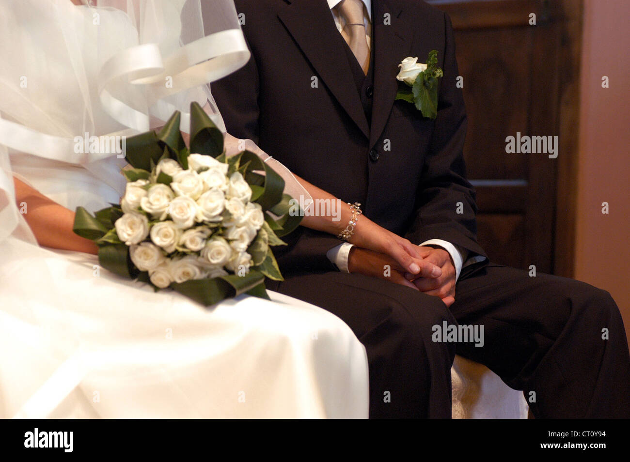 Wedding couple in church Stock Photo - Alamy