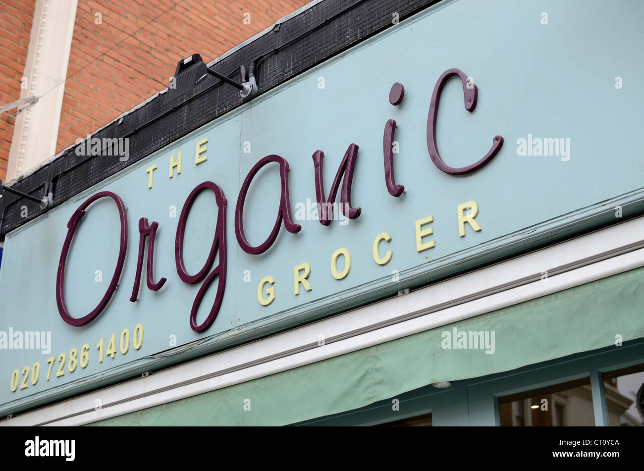 Organic grocer sign outside a shop, London, UK Stock Photo - Alamy