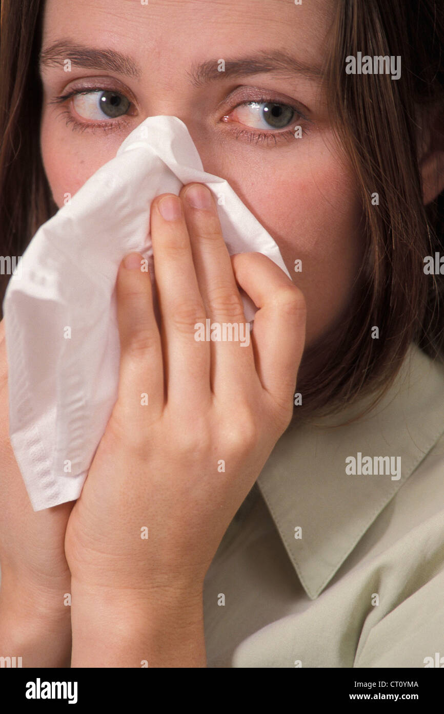 WOMAN WITH RHINITIS Stock Photo - Alamy