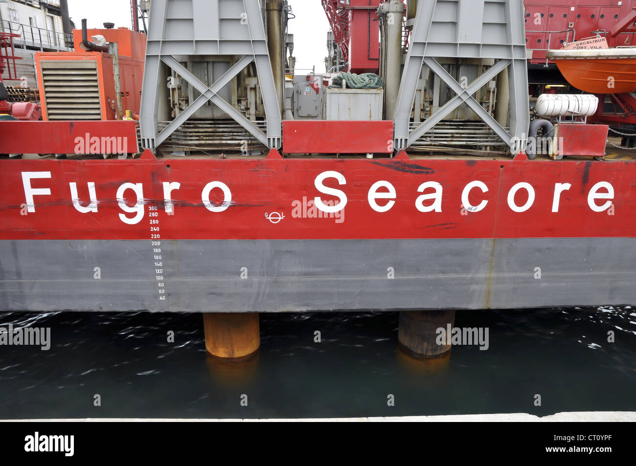 Excalibur Fugro Seacore drilling rig Holyhead harbour Anglesey Stock ...