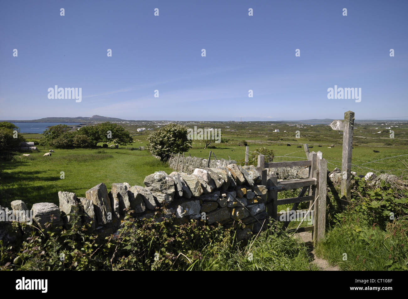 View from fields near Rhoscolyn Holy Island Anglesey North Wales ...