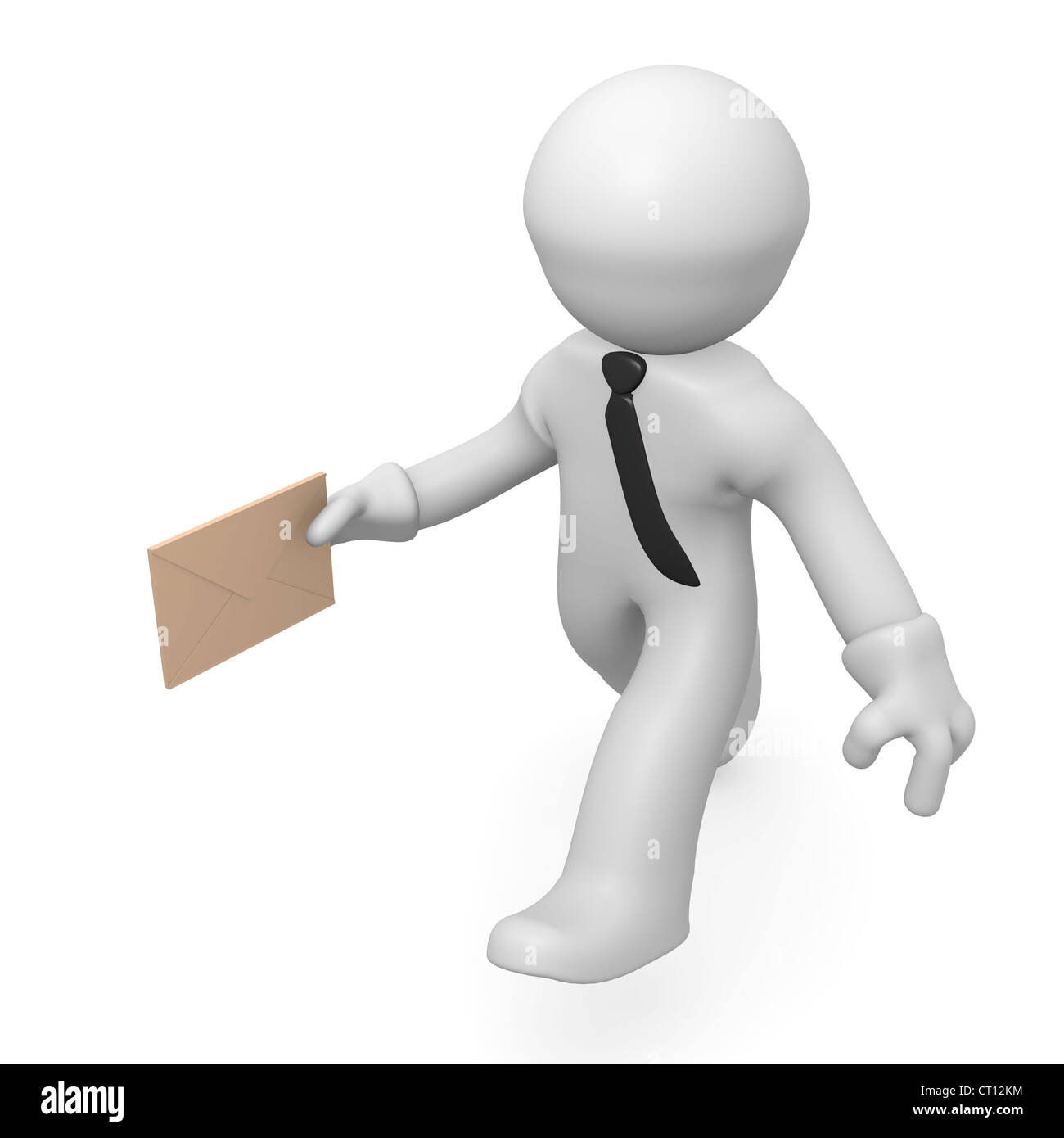 3d man running with an envelope in his hand Stock Photo - Alamy