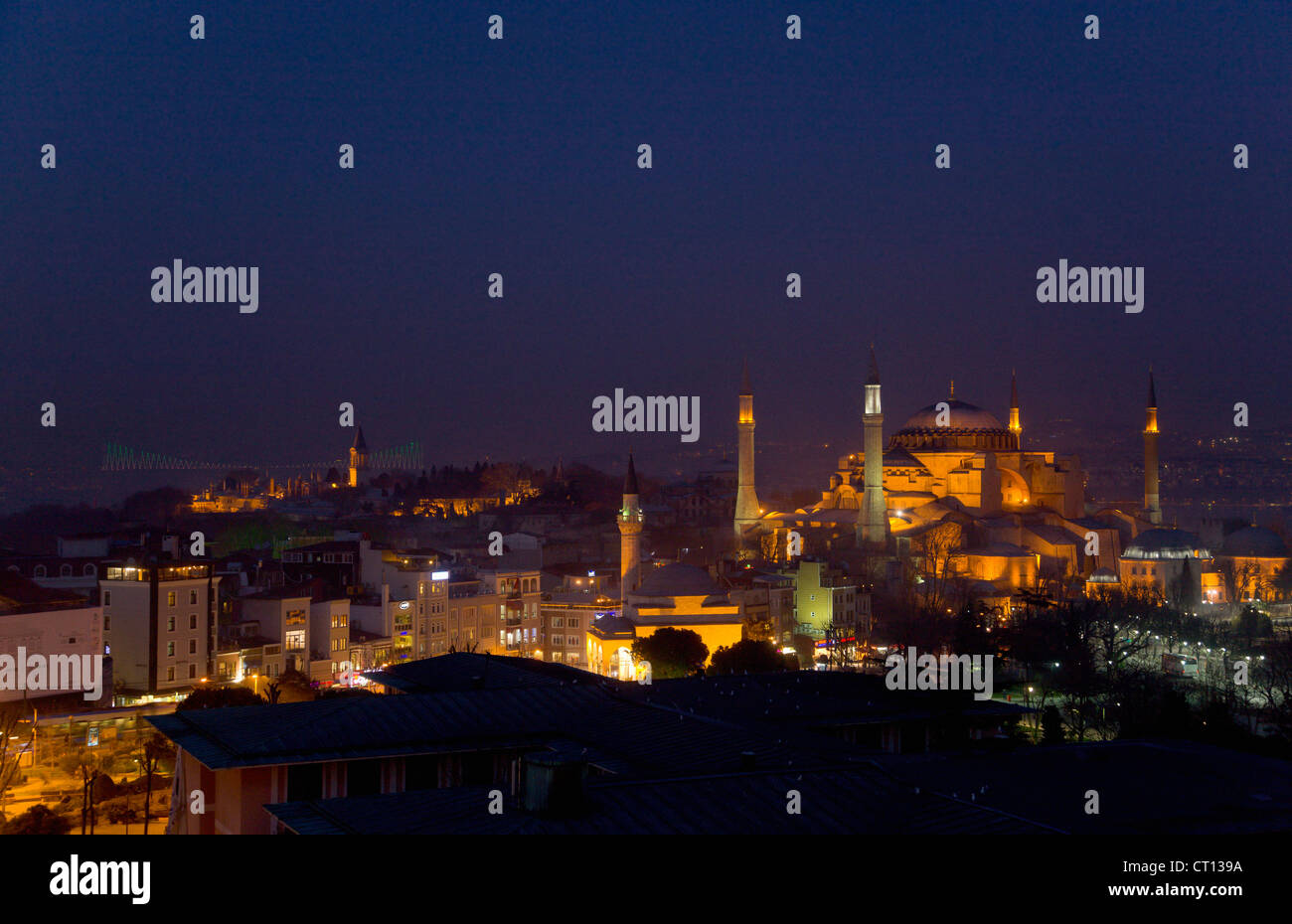 Aerial view of Istanbul lit up at night Stock Photo - Alamy