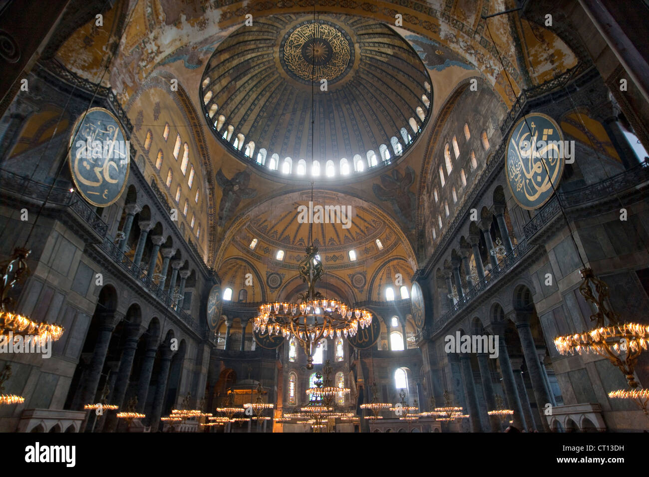 Lights and windows in ornate cathedral Stock Photo - Alamy