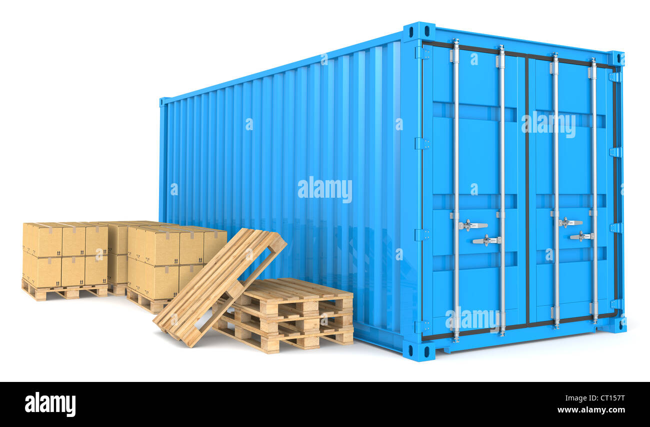 Blue industrial pallet Cut Out Stock Images & Pictures - Alamy