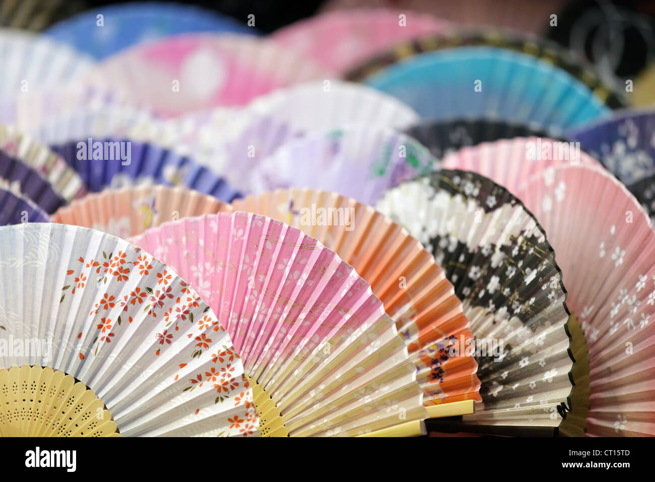 colorful japanese traditional fans, shallow depth of field Stock Photo ...