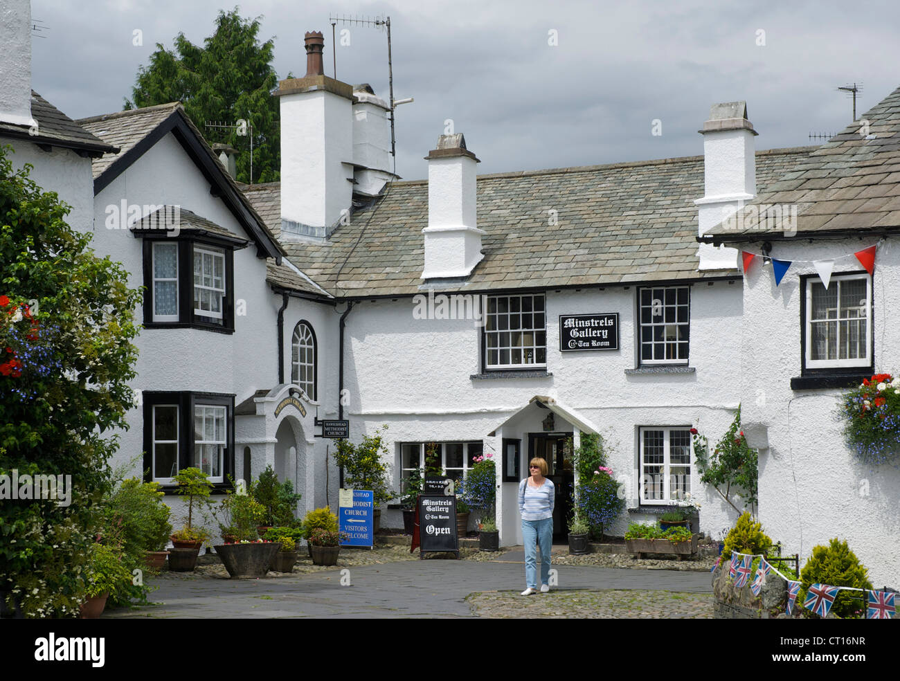 hawkshead village woman female cumbria lake district national park ...