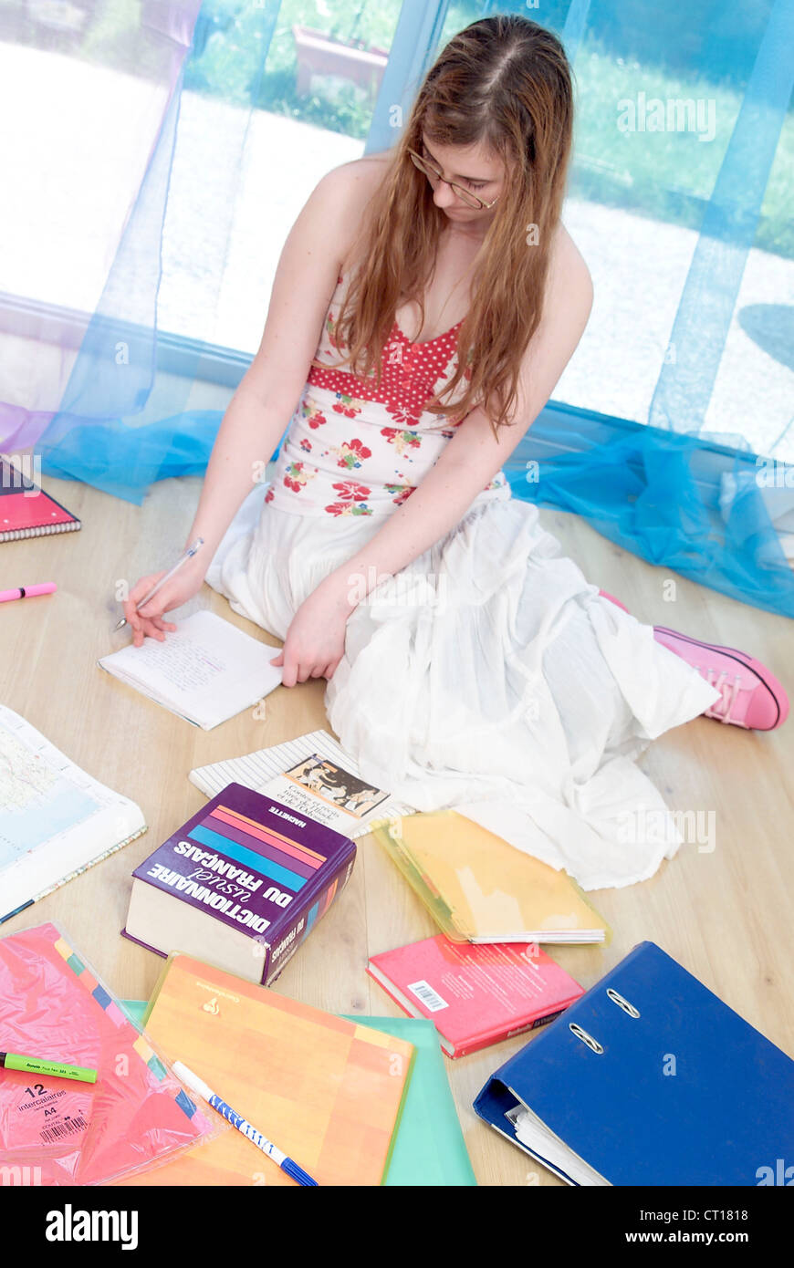 TEENAGER DOING HOMEWORK Stock Photo - Alamy