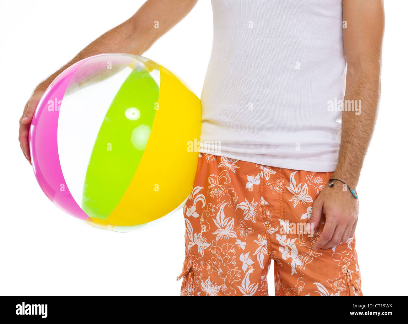 Closeup on male holding beach ball Stock Photo - Alamy