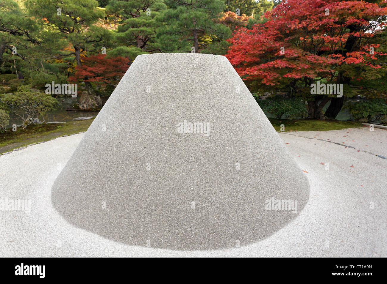 zen garden sand tower named Kogetsudai, representing fuji mont, Kyoto ...