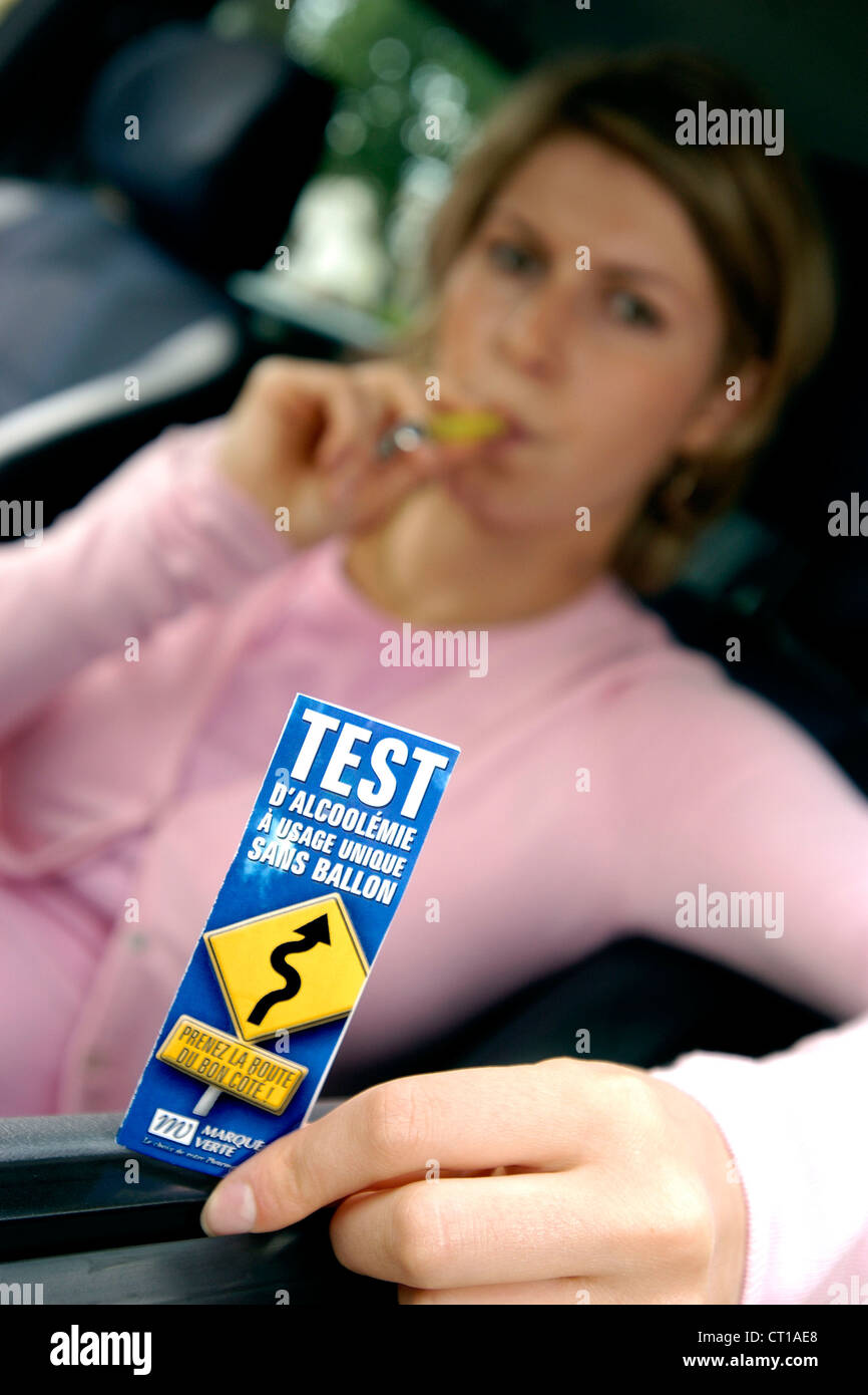 Breath test woman alcohol car hi-res stock photography and images - Alamy