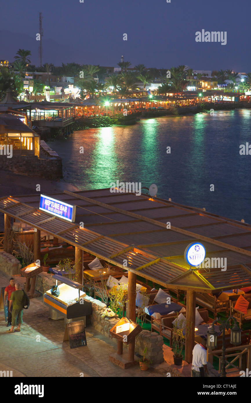 View over the seafront of Dahab at night, Egypt Stock Photo - Alamy