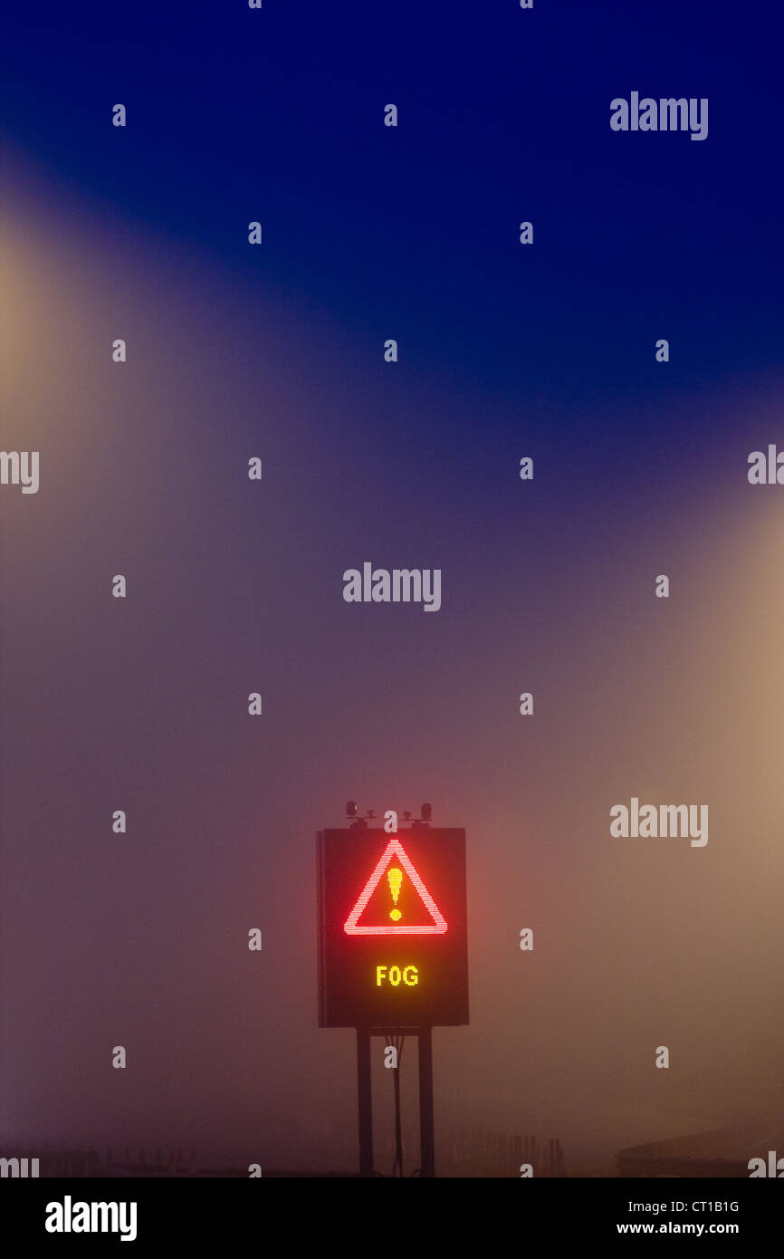 Fog sign on road Stock Photo - Alamy