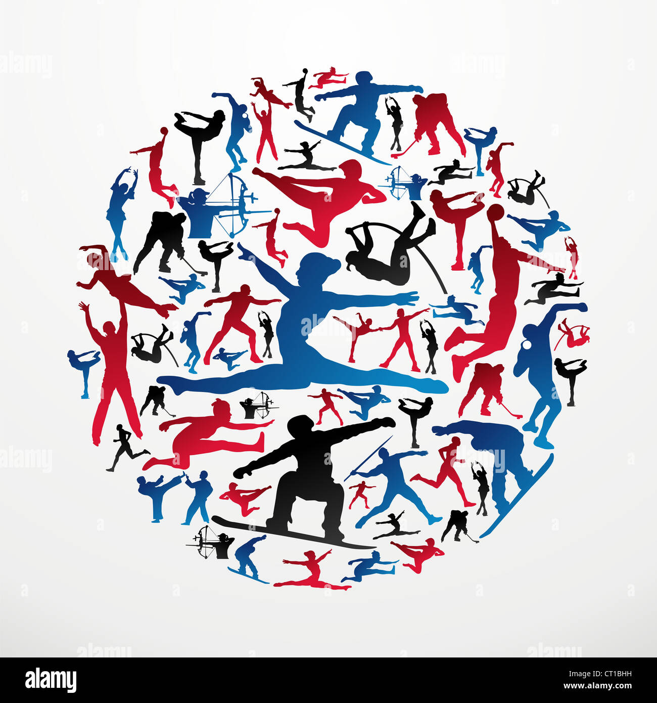 Action sports silhouettes circle composition. Vector file layered for ...