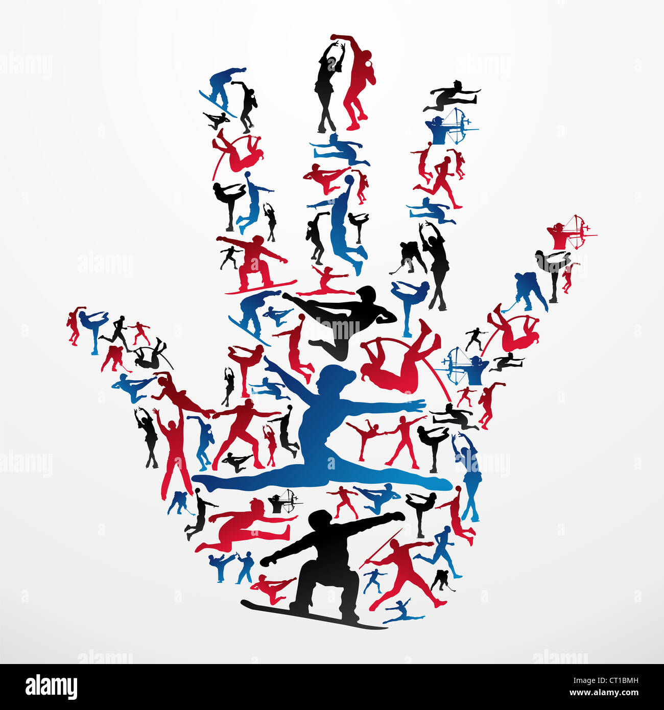 Action sports silhouettes in human hand shape. Vector file layered for ...