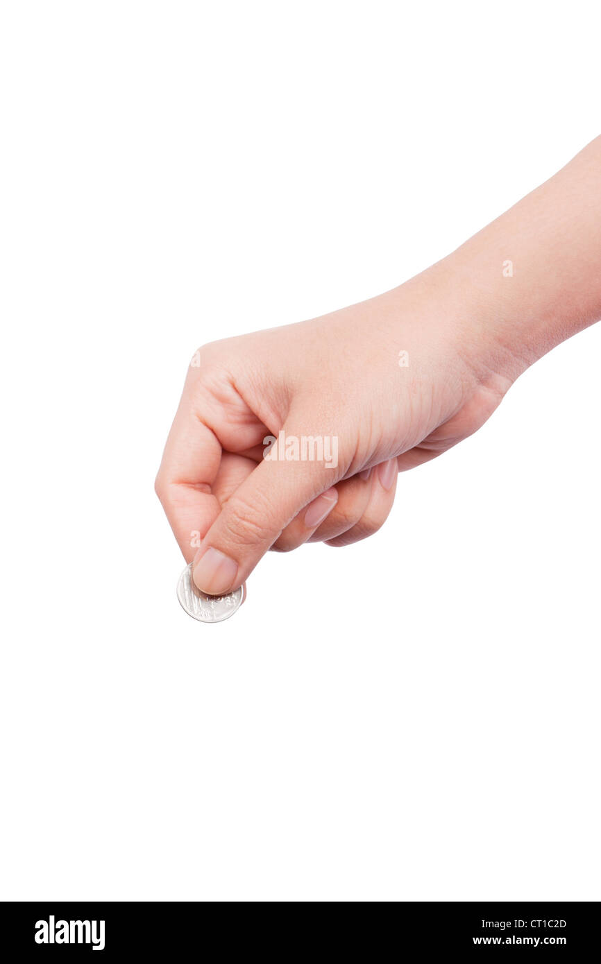human hand with coin Stock Photo - Alamy