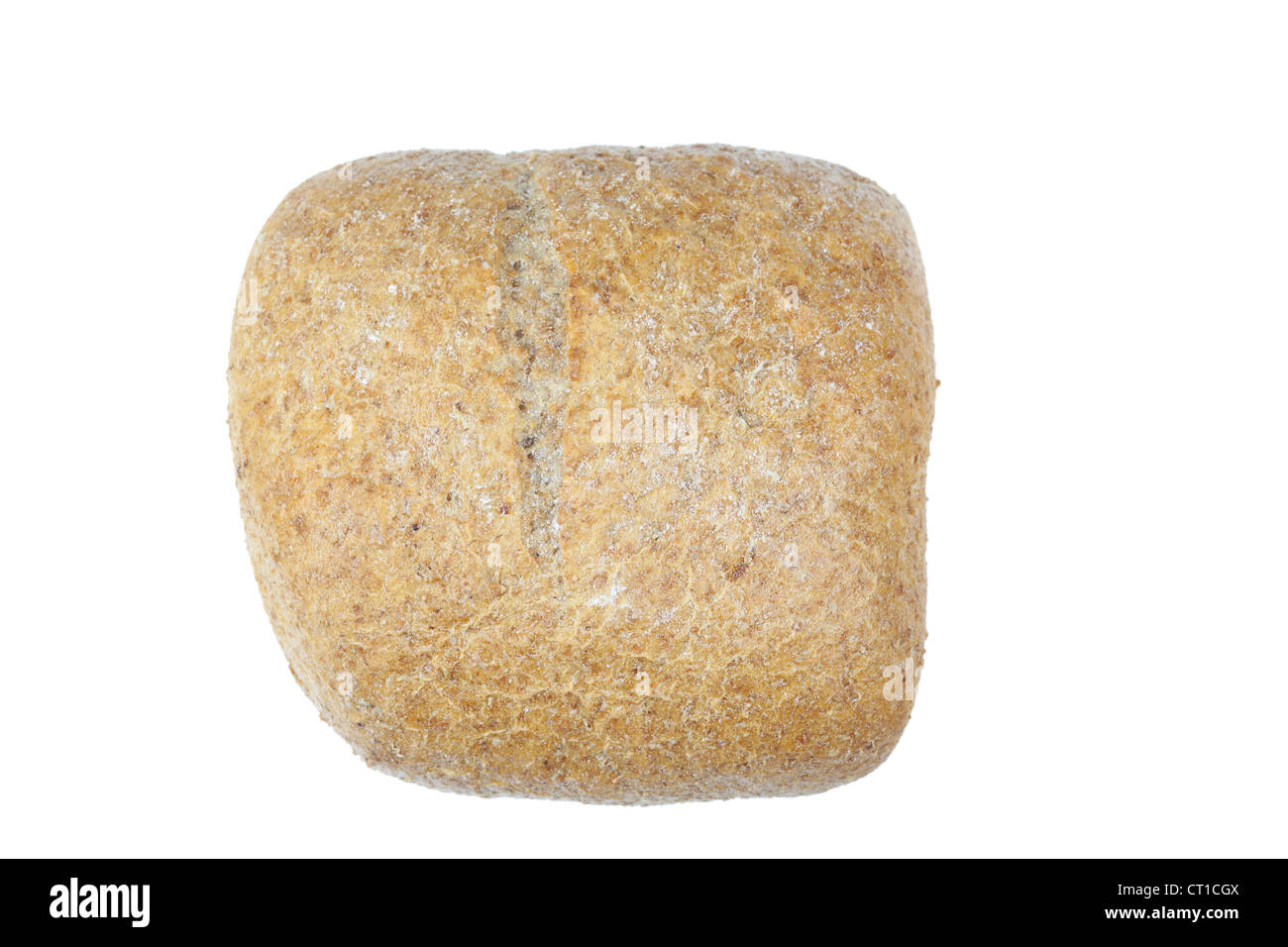 Wholemeal rustic roll on a white background Stock Photo - Alamy
