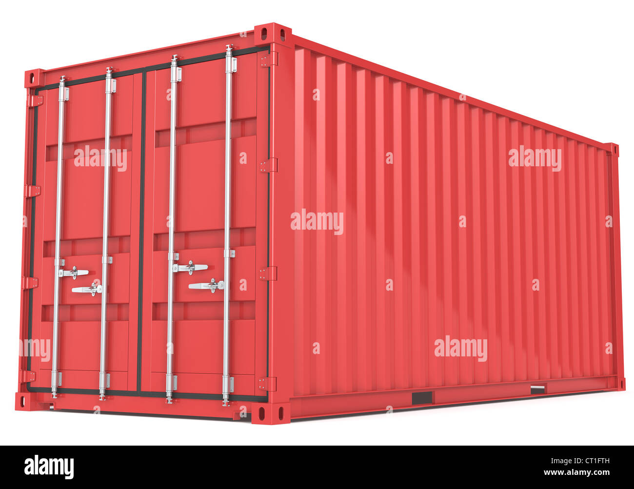 Red Cargo Container. Perspective view Stock Photo - Alamy