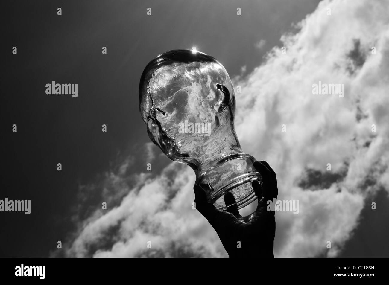 Hands against head Black and White Stock Photos & Images - Alamy