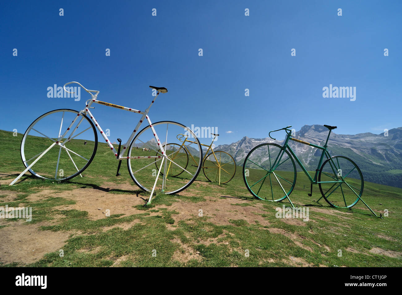 Giant bicycle sculptures remembering the Tour de France at the Col d ...