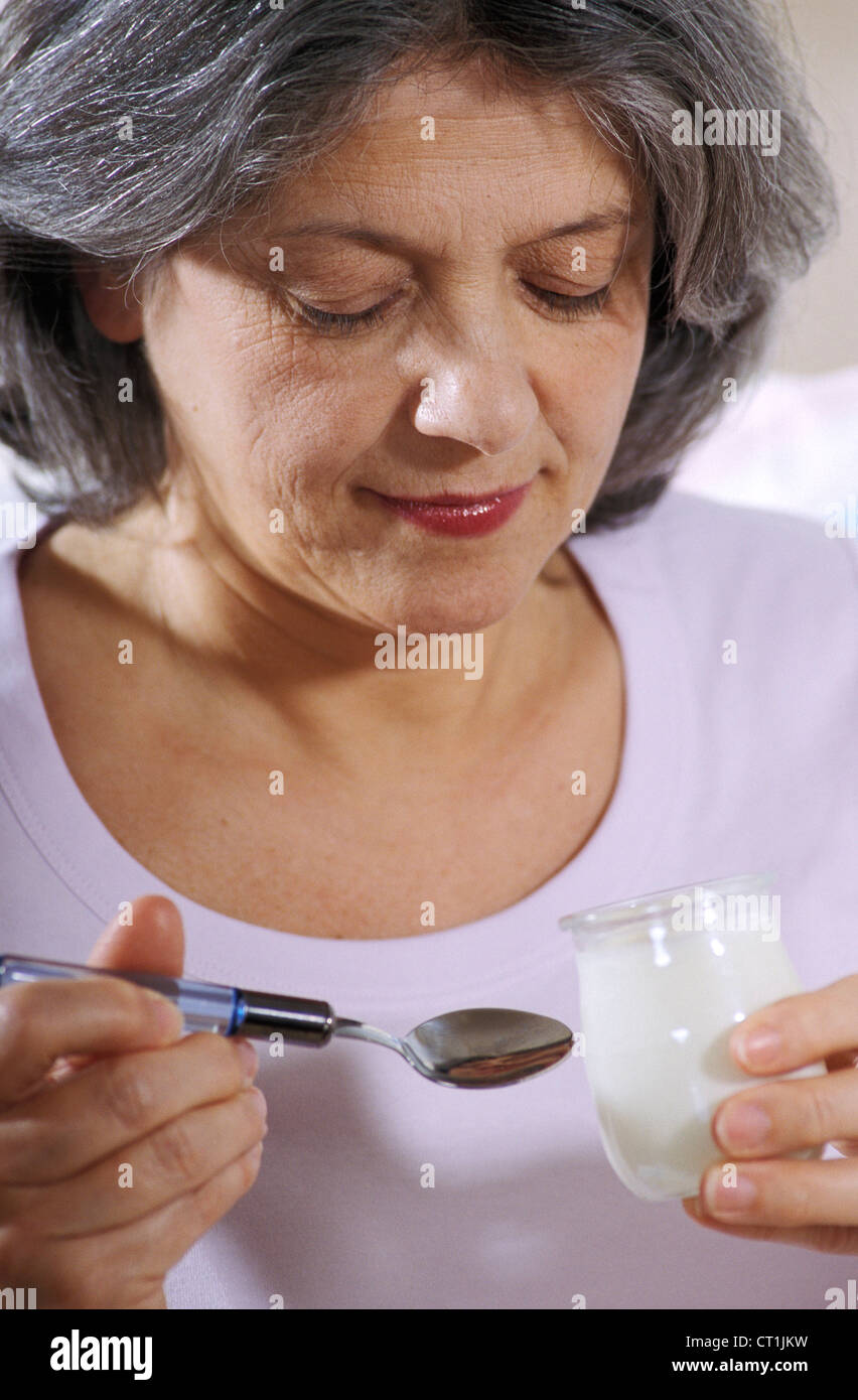ELDERLY PERSON, DAIRY PRODUCT Stock Photo - Alamy