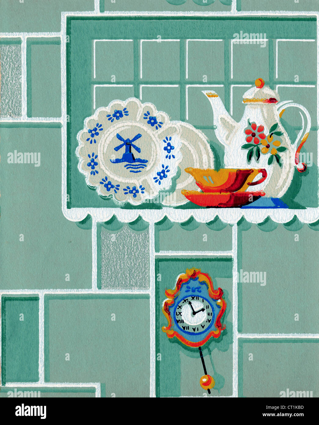 Vintage American Wallpaper Pattern 1930s Stock Photo - Alamy