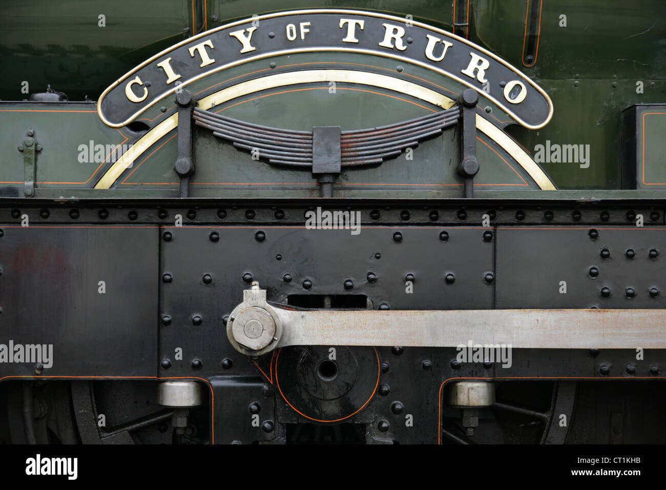 Nameplate of preserved GWR steam locomotive "City of Truro Stock Photo ...