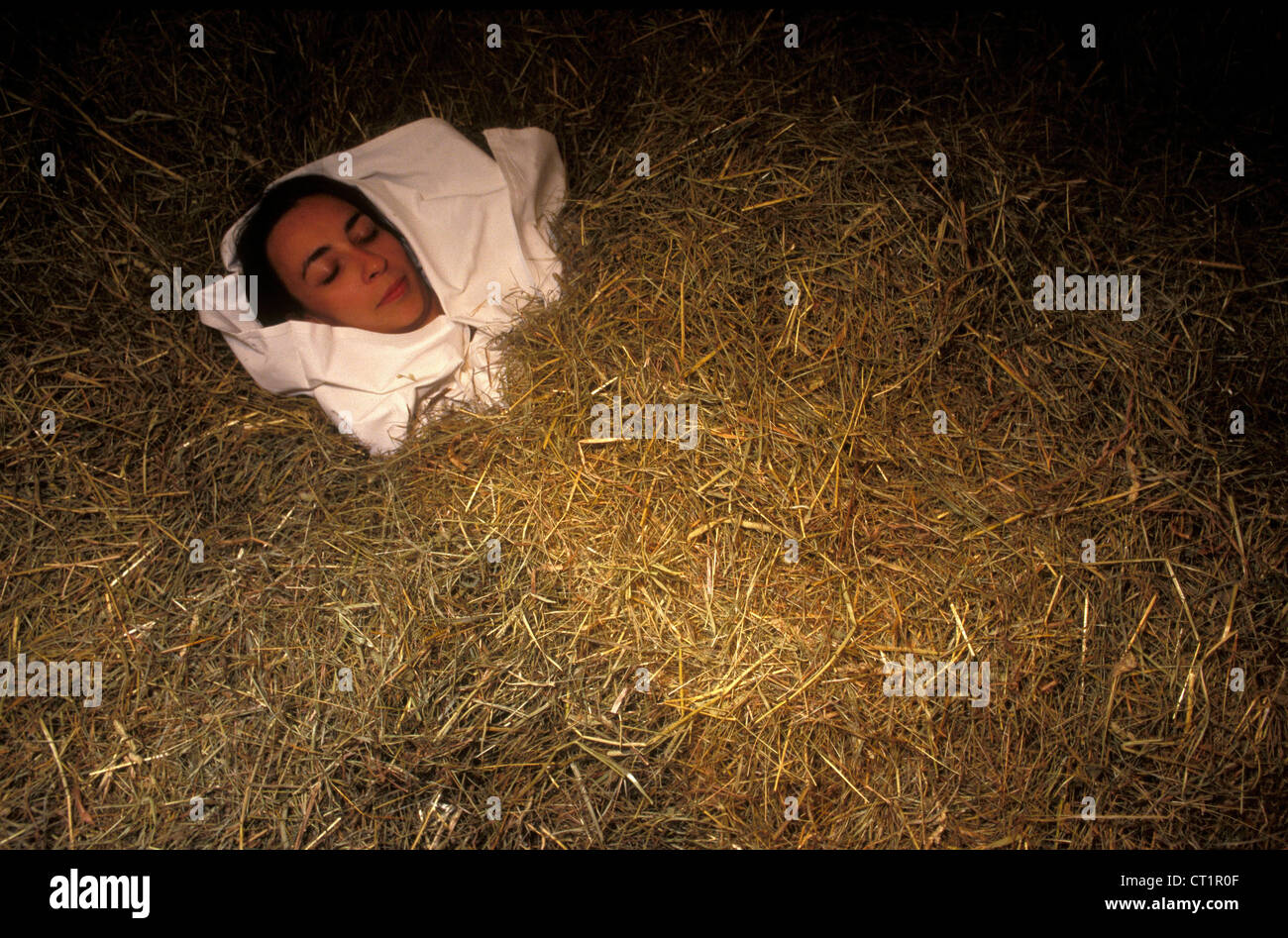 Woman taking bath with hay hi-res stock photography and images - Alamy