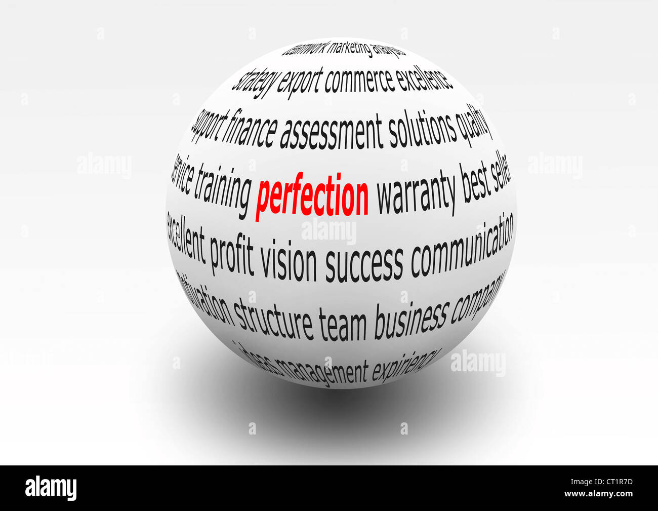 illustrated ball with business words in perfection Stock Photo - Alamy