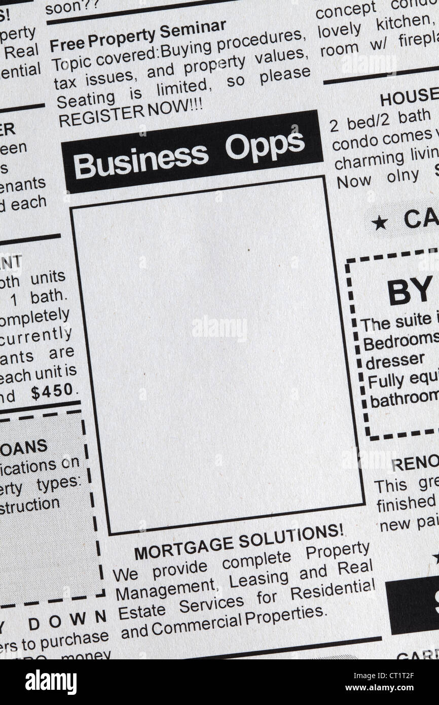 Fake Classified Ad, newspaper, business opportunity concept Stock Photo ...