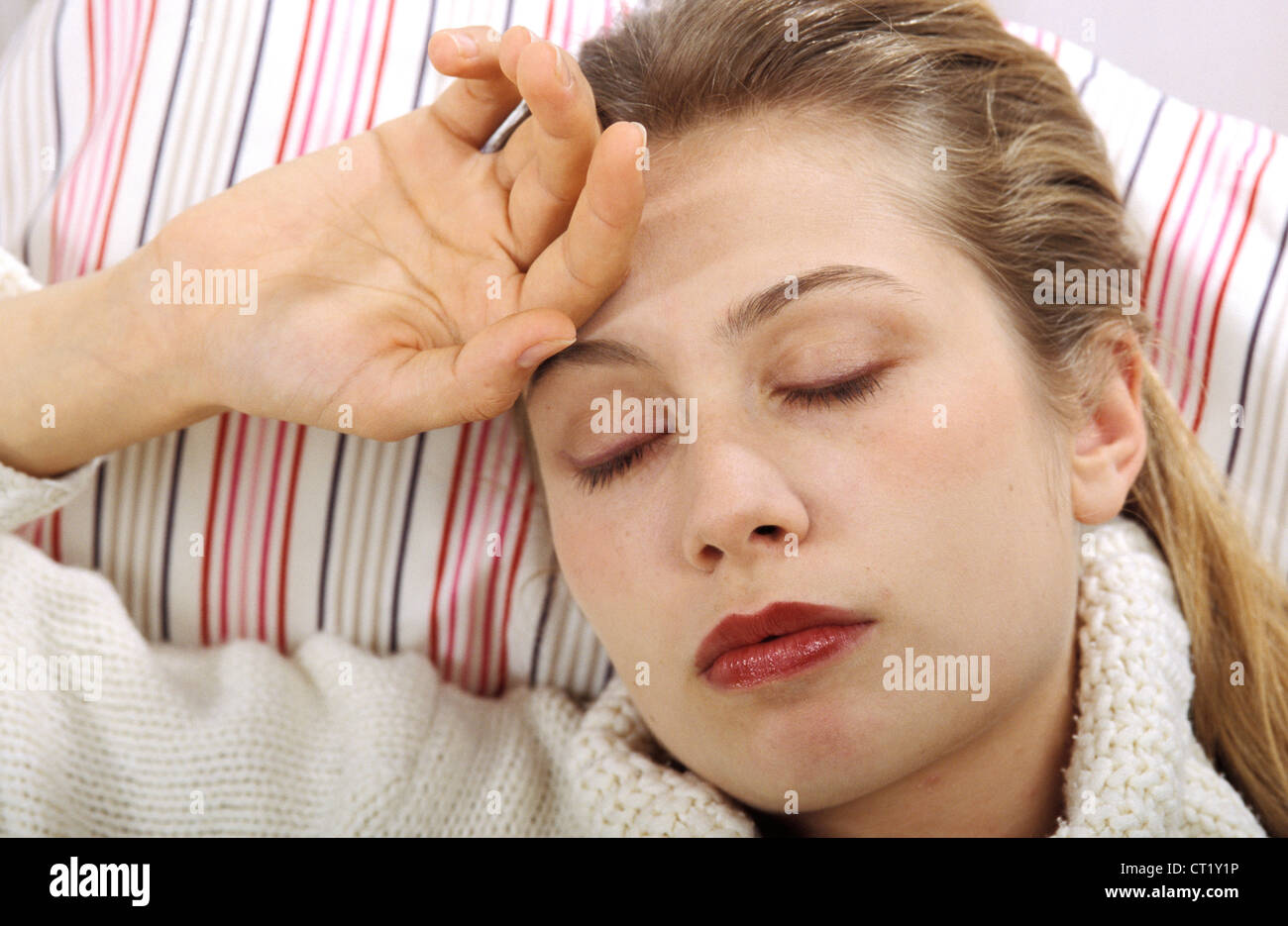 WOMAN WITH FEVER Stock Photo - Alamy
