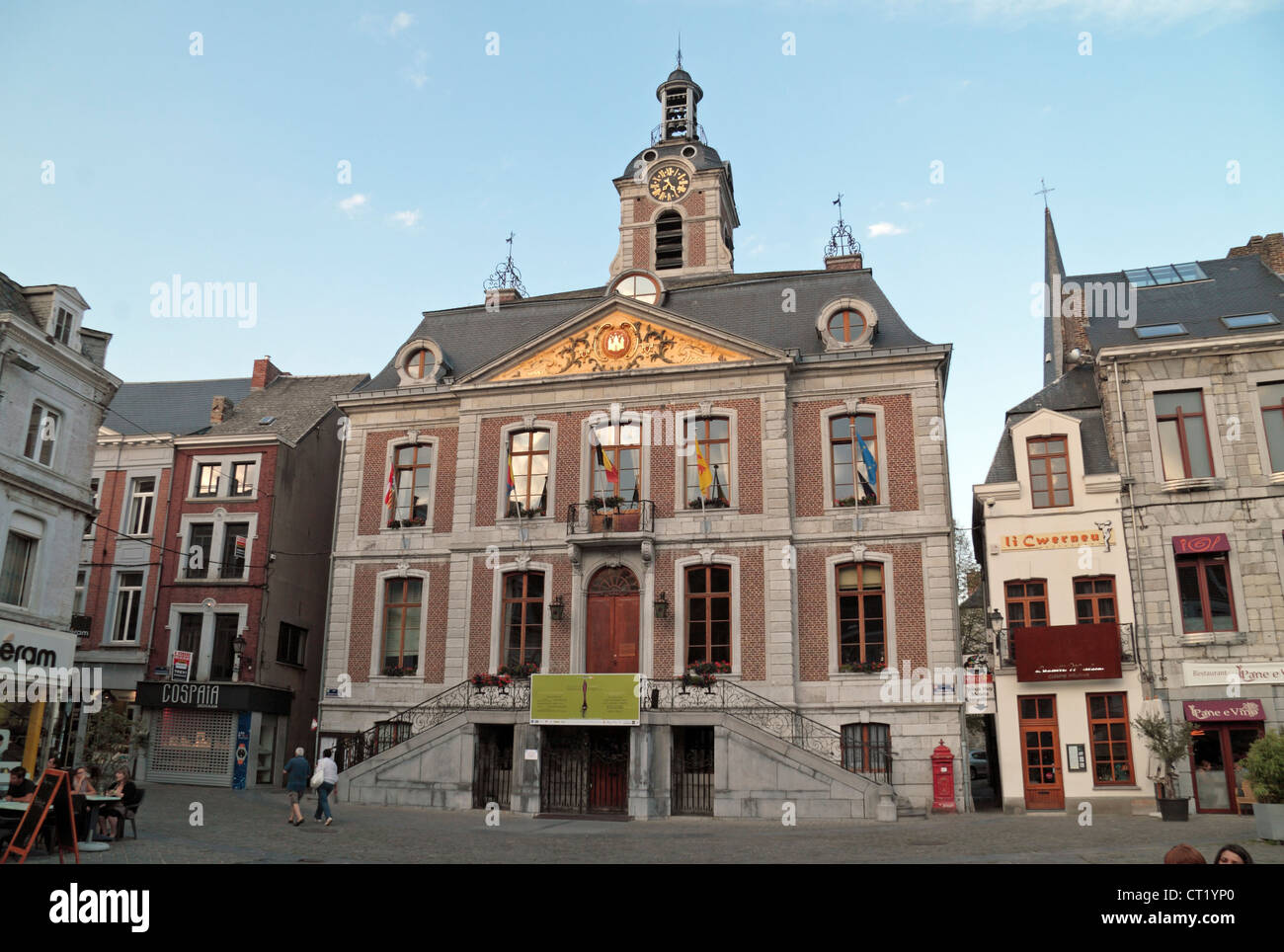 The Hôtel de Ville (town hall) in Huy, Walloon Region, Province of ...