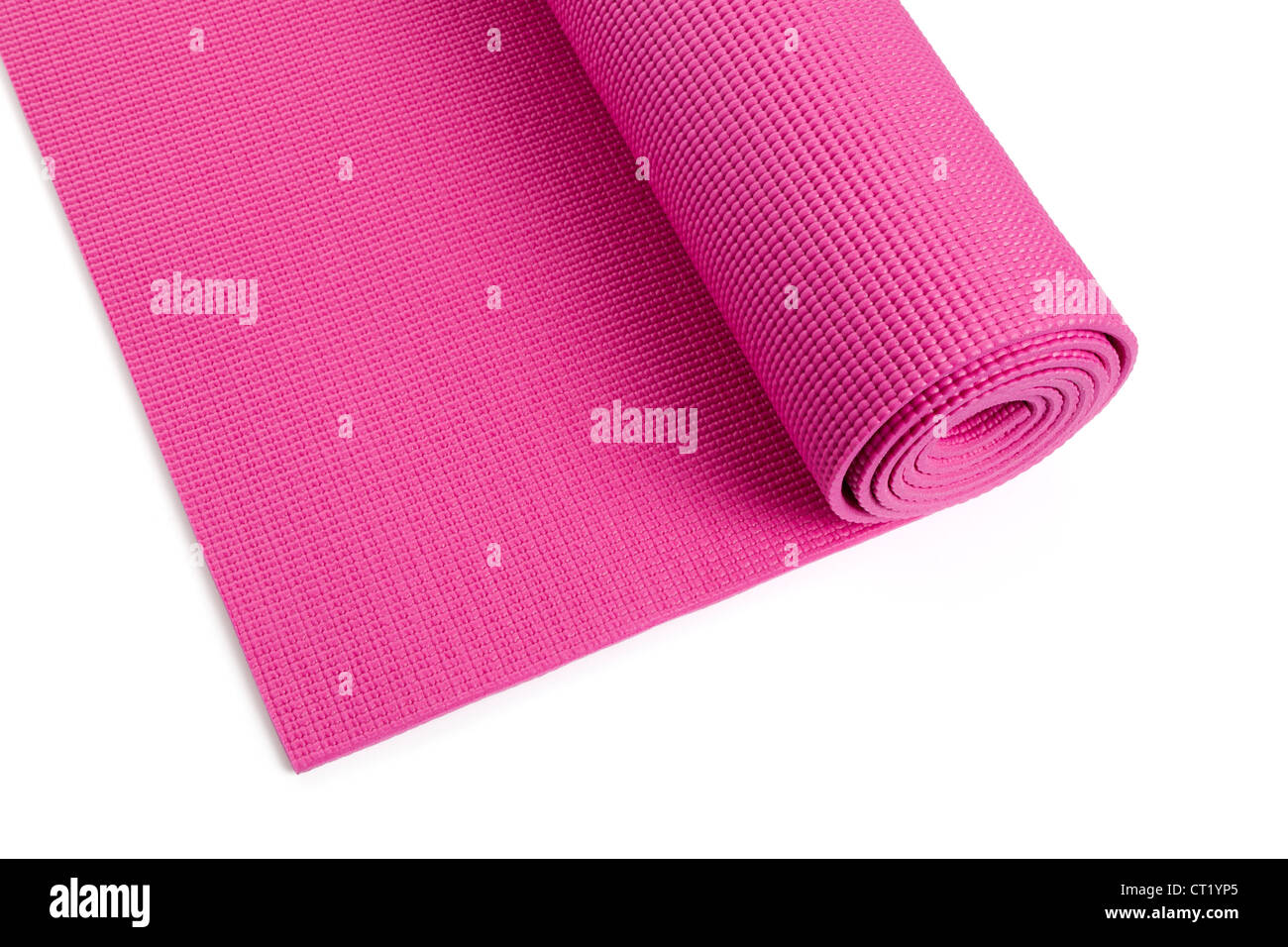 Pink Yoga Mat with White Background Stock Photo - Alamy